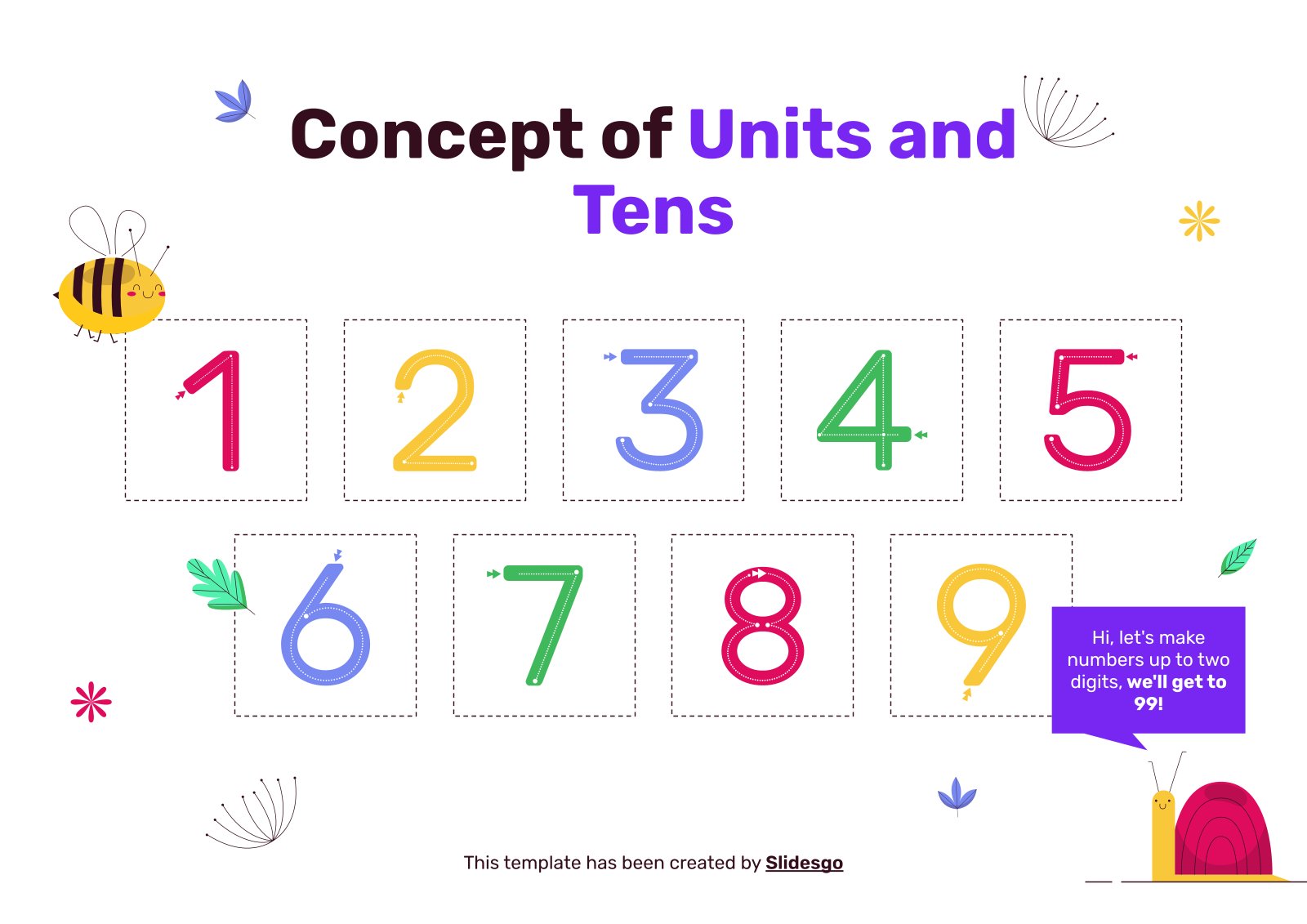 Concepto de unidades y decenas | Google Slides y PowerPoint