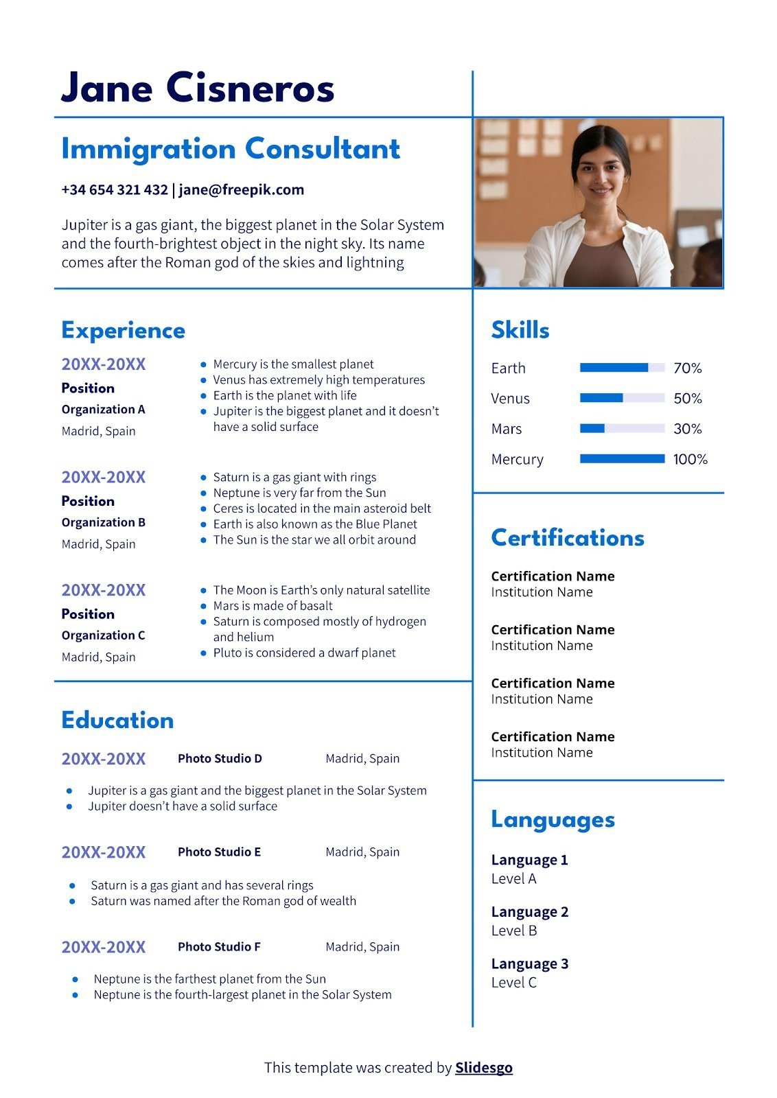 Immigration Consultant CV | Google Slides & PowerPoint