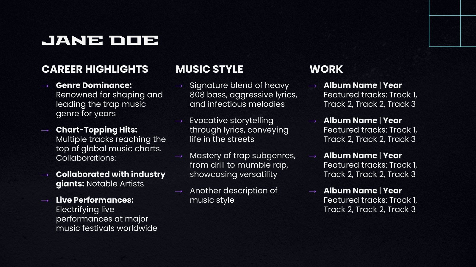 Trap Singer Portfolio Presentation