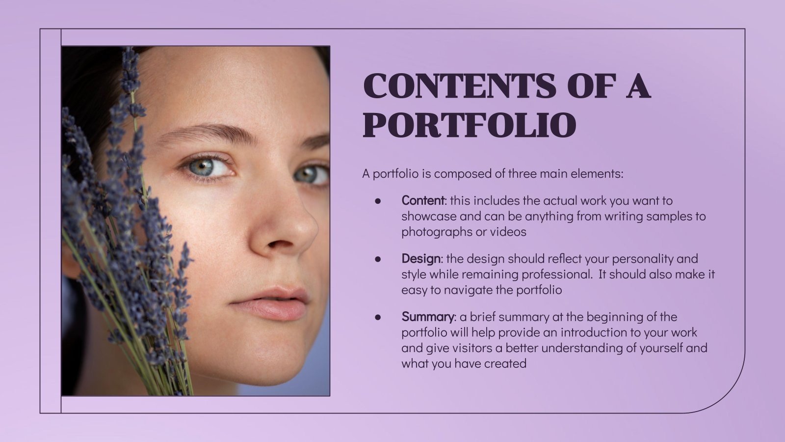 Formal Lavender Portfolio Presentation