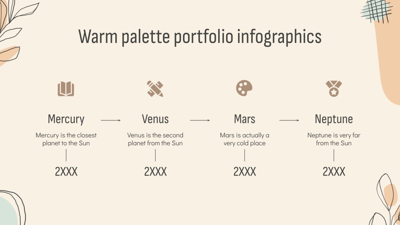 Warm Palette Portfolio Infographics | Google Slides & PPT