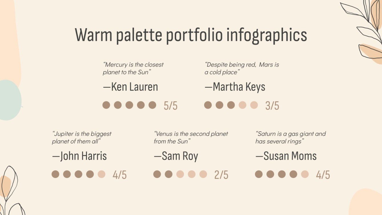 Warm Palette Portfolio Infographics | Google Slides & PPT