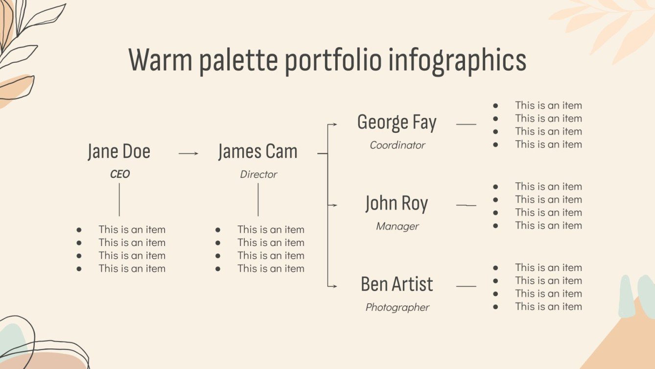 Warm Palette Portfolio Infographics | Google Slides & PPT