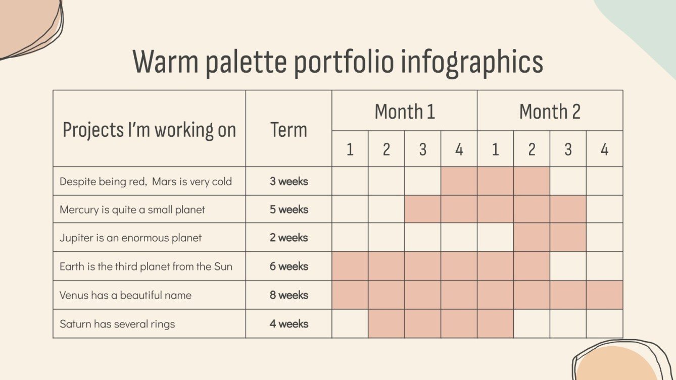 Warm Palette Portfolio Infographics | Google Slides & PPT