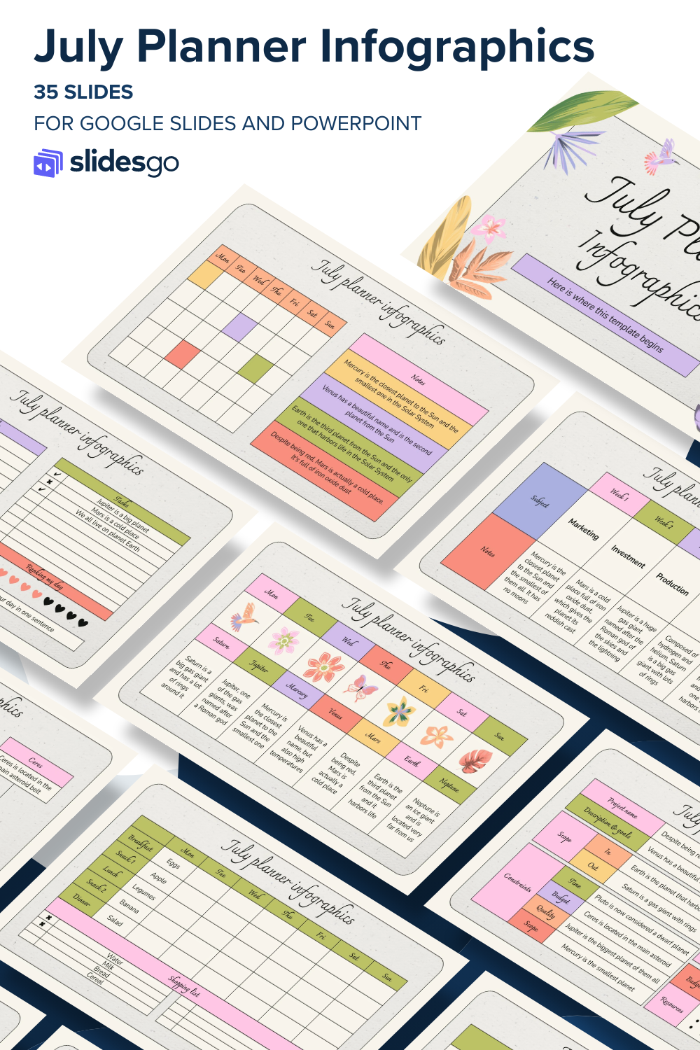 July Planner Infographics | Google Slides & PowerPoint