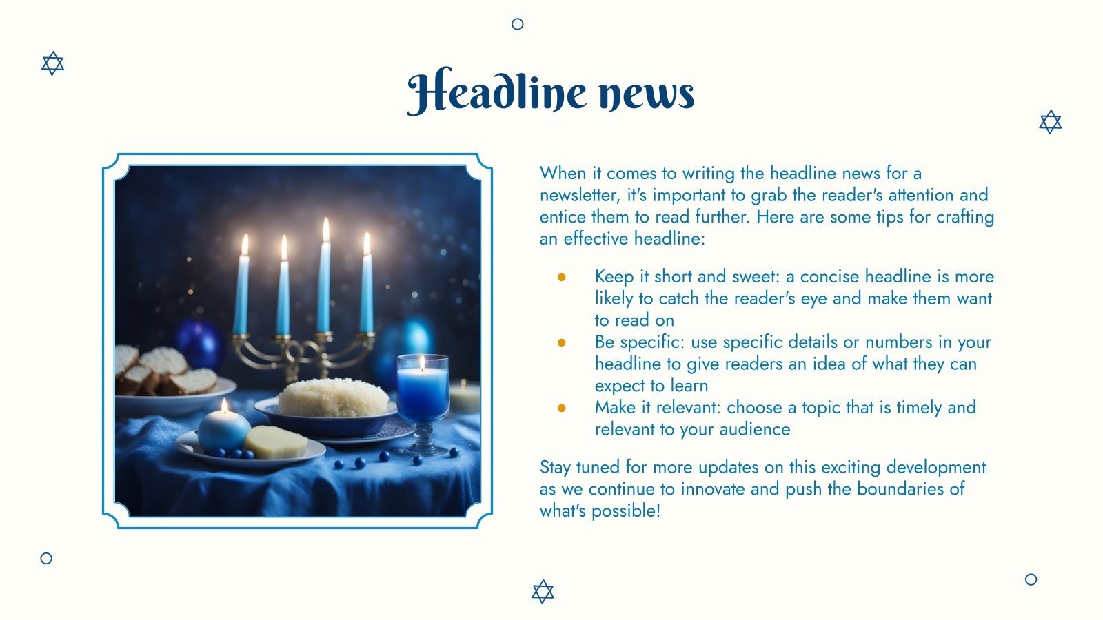 Happy Hanukkah, My Friend Newsletter | Google Slides