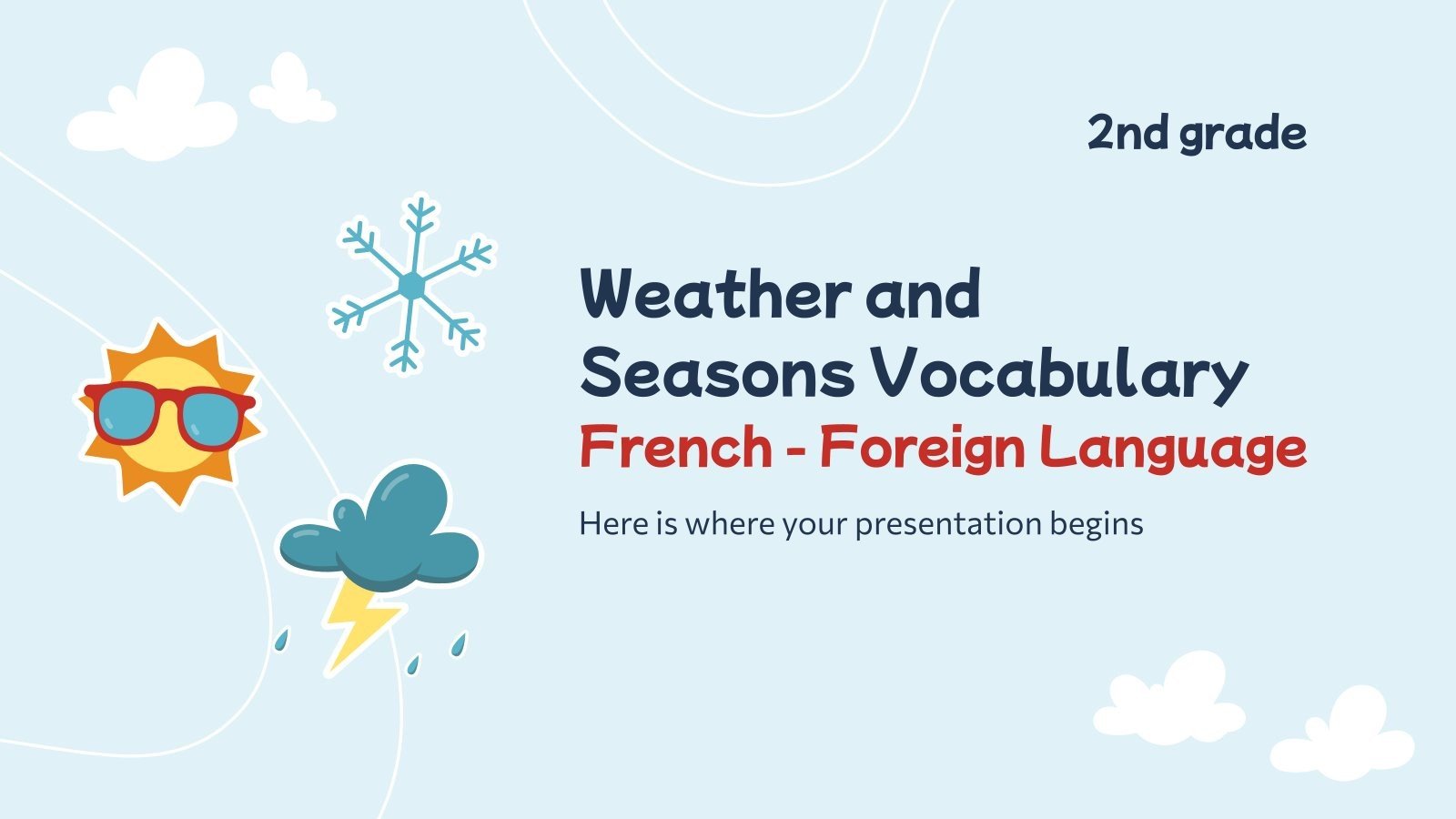 Weather and Seasons Vocabulary - French - 2nd Grade
