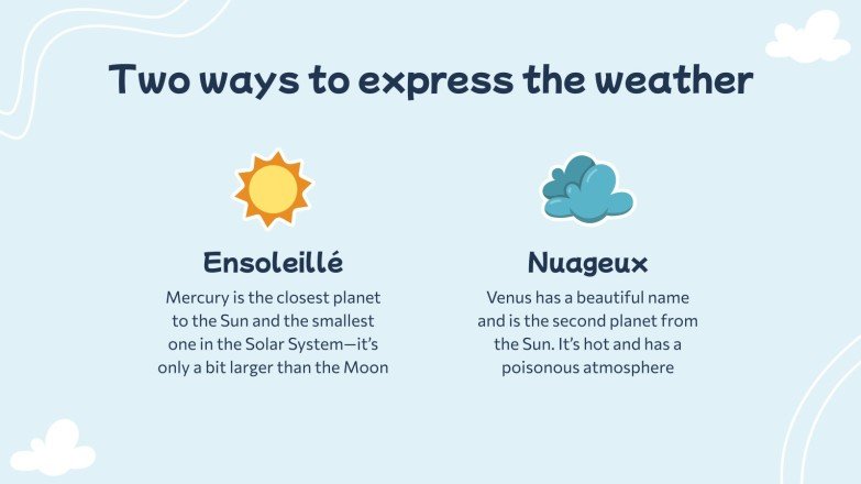 Weather and Seasons Vocabulary - French - 2nd Grade