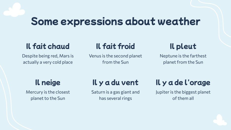Weather and Seasons Vocabulary - French - 2nd Grade