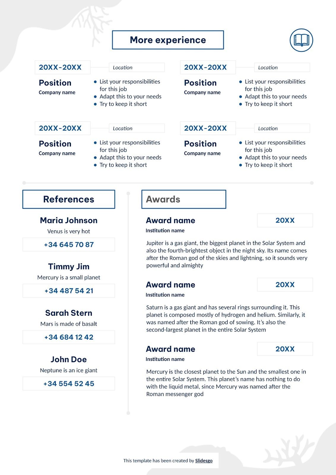 Scuba Diving Instructor CV | Google Slides and PowerPoint