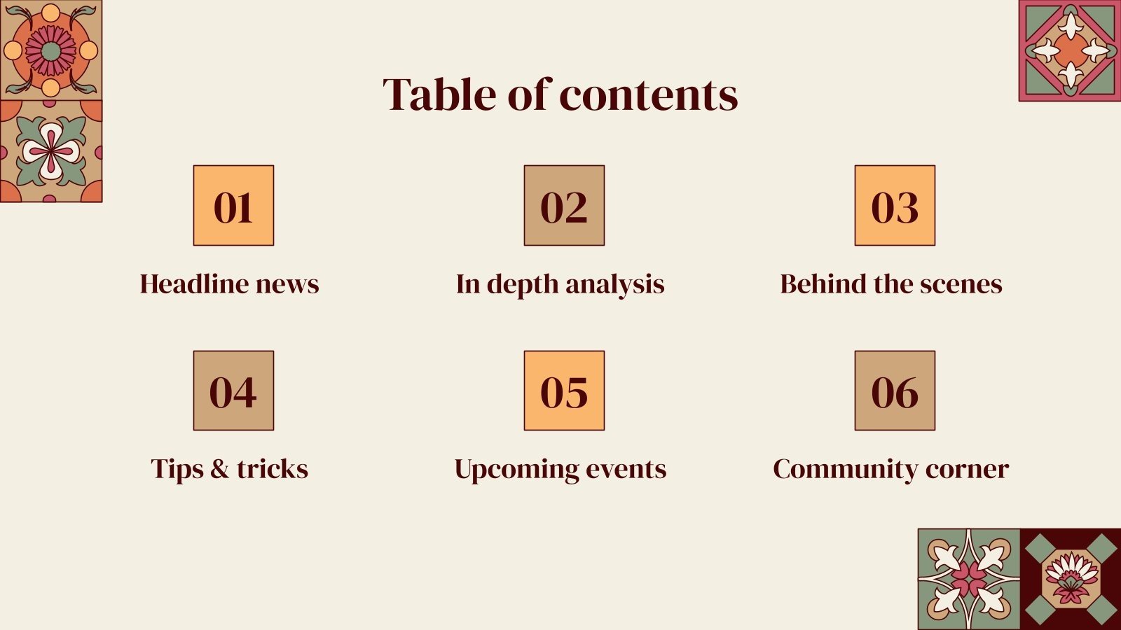 Nature Tiles Design Newsletter | Google Slides & PowerPoint