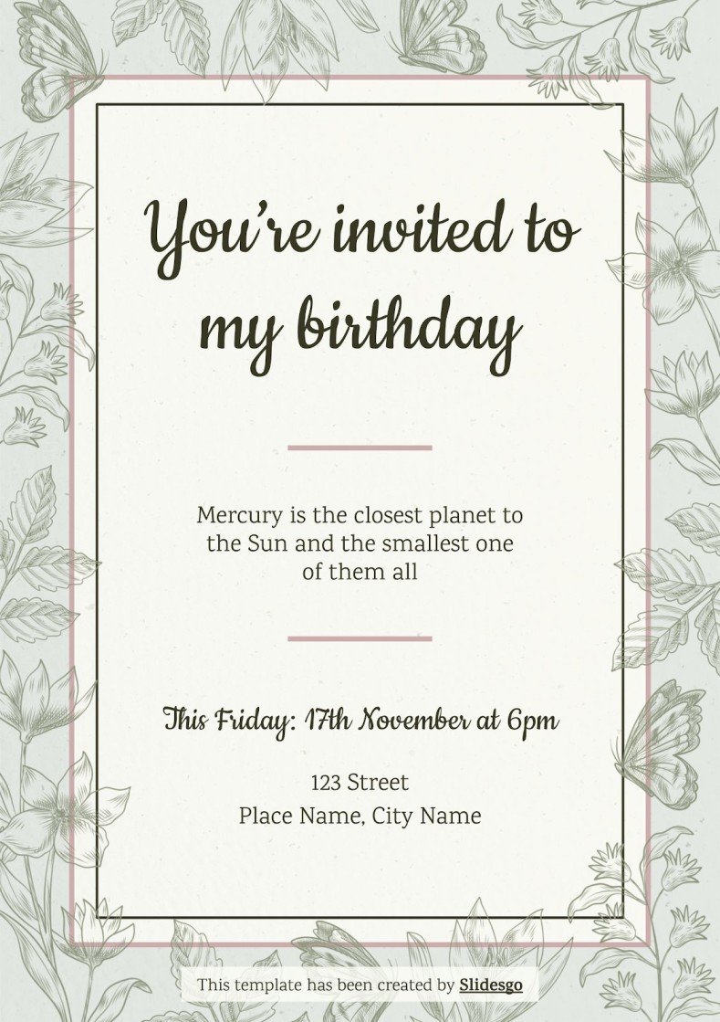 Cottagecore Card Birthday Invitation