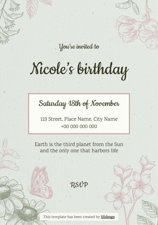 Cottagecore Card Birthday Invitation