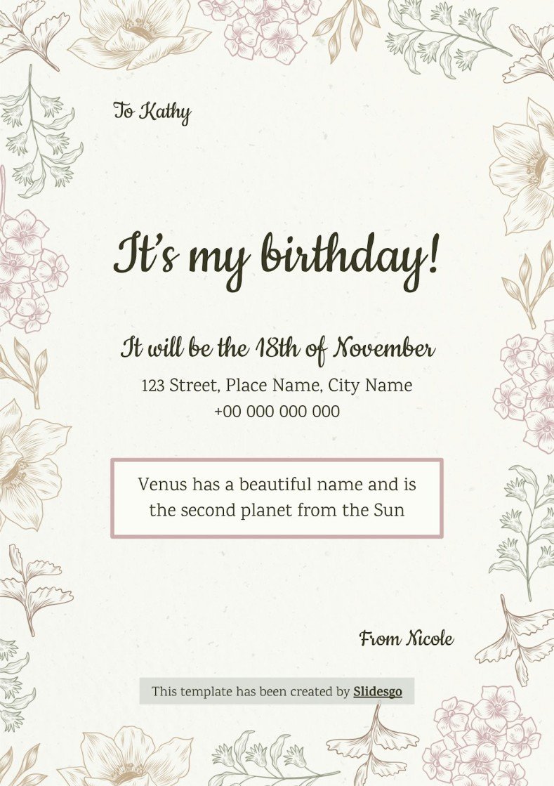 Cottagecore Card Birthday Invitation