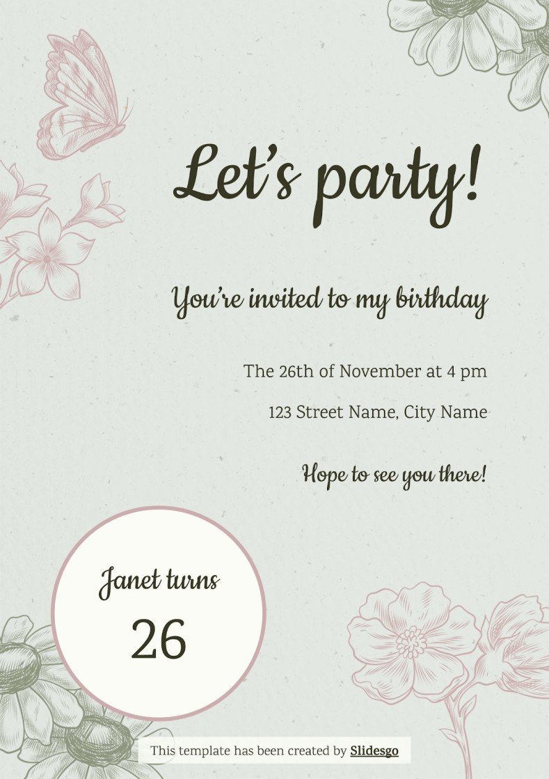 Cottagecore Card Birthday Invitation