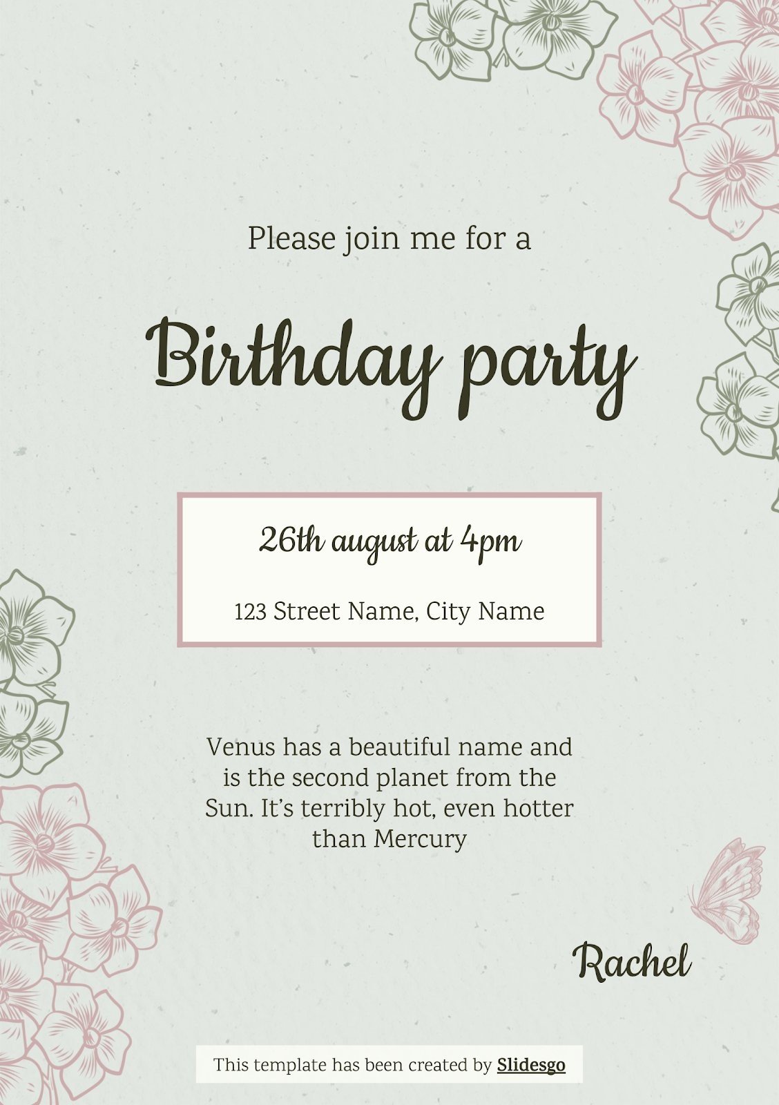 Cottagecore Card Birthday Invitation