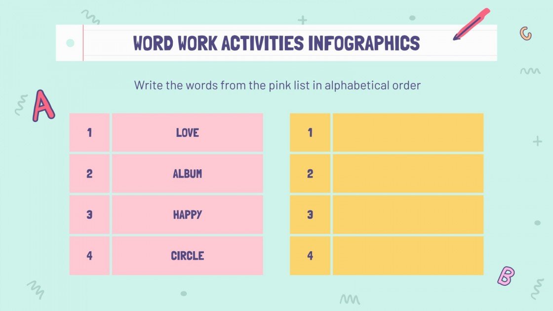 Word Work Activities Infographics | Google Slides & PPT template