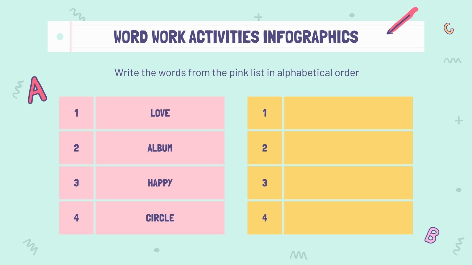 Word Work Activities Infographics | Google Slides & PPT template