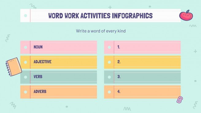 Word Work Activities Infographics | Google Slides & PPT template