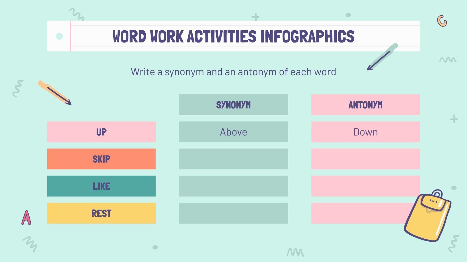 Word Work Activities Infographics | Google Slides & PPT template