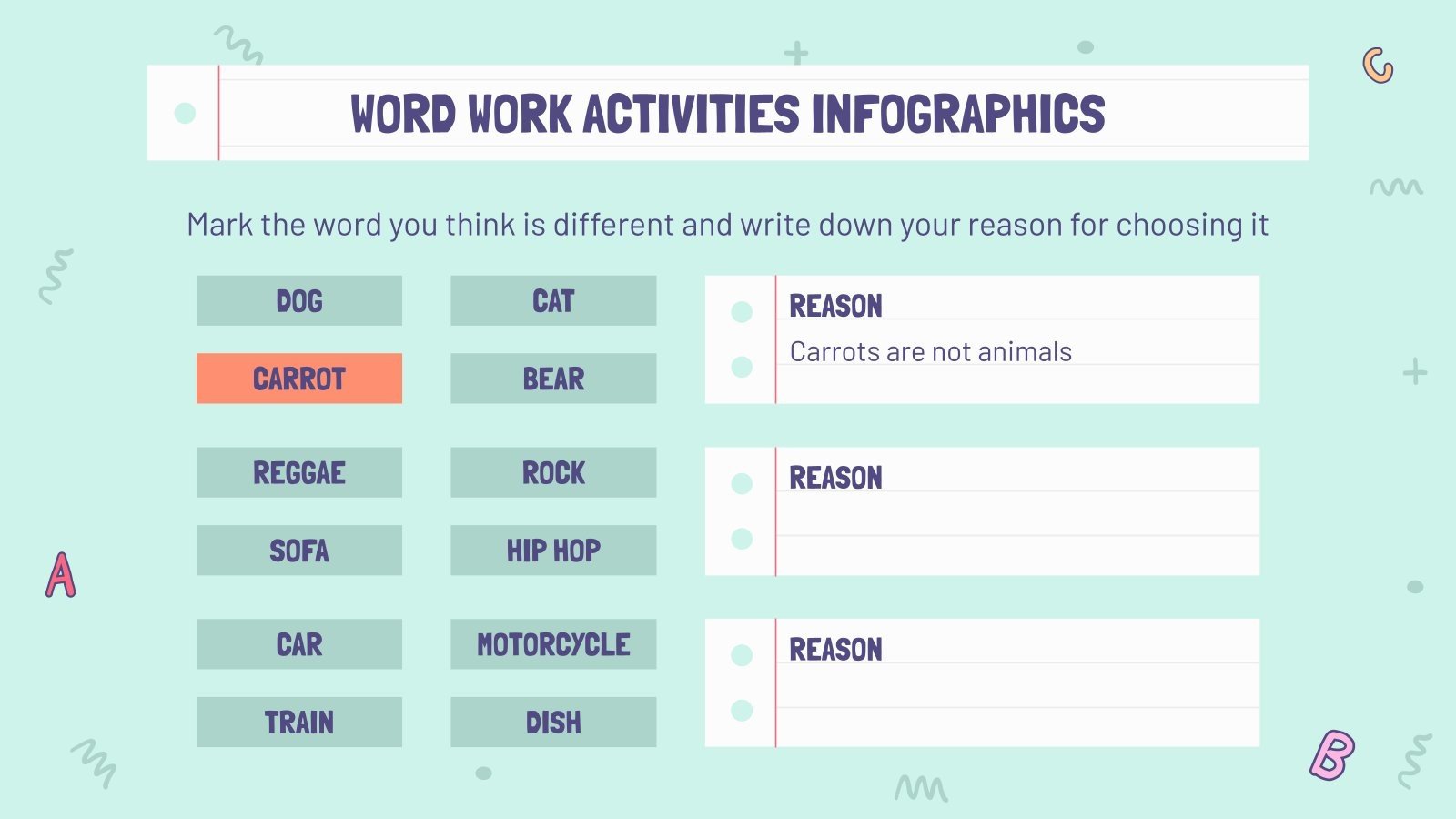 Word Work Activities Infographics | Google Slides & PPT template