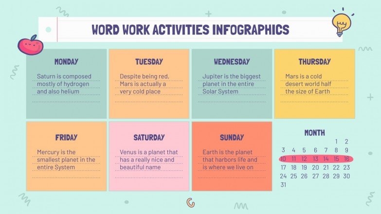 Word Work Activities Infographics | Google Slides & PPT template