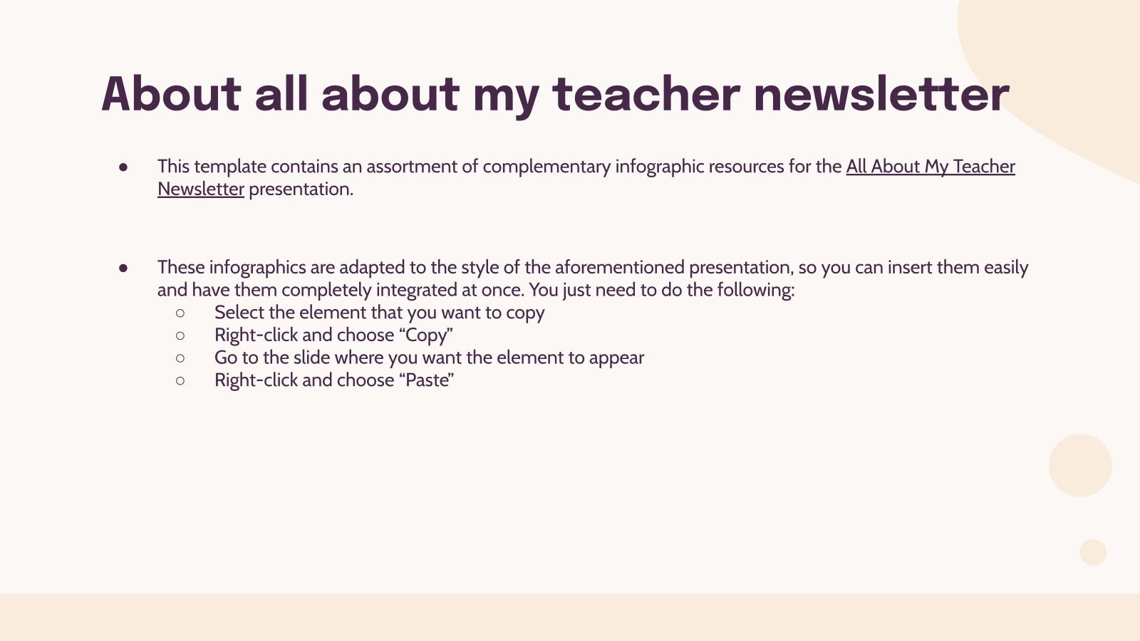 All About My Teacher Newsletter Infographics | Google Slides