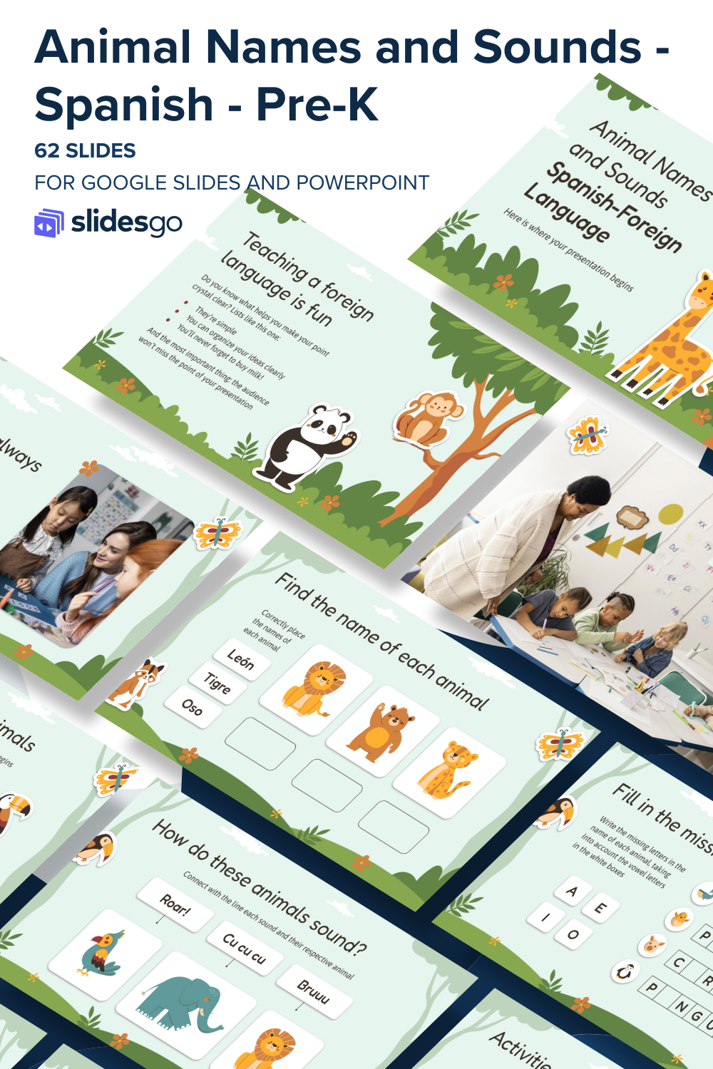 Animal Names and Sounds - Spanish - Foreign Language - Pre-K