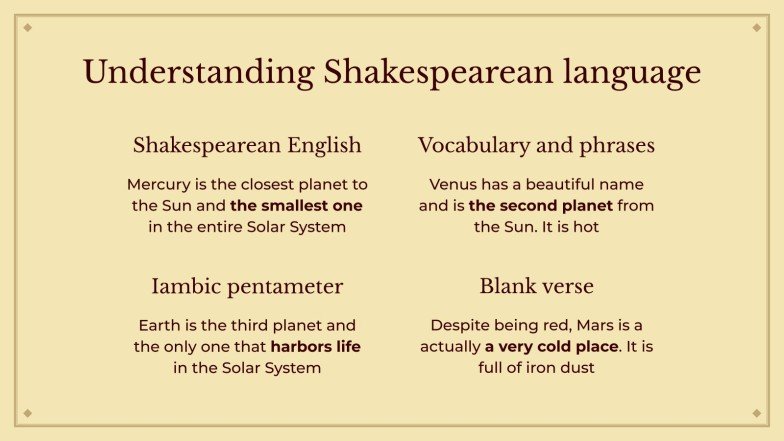 Shakespearean Literature - Language Arts - 11th Grade