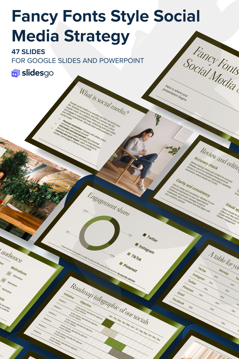 Fancy Fonts Style Social Media Strategy Presentation