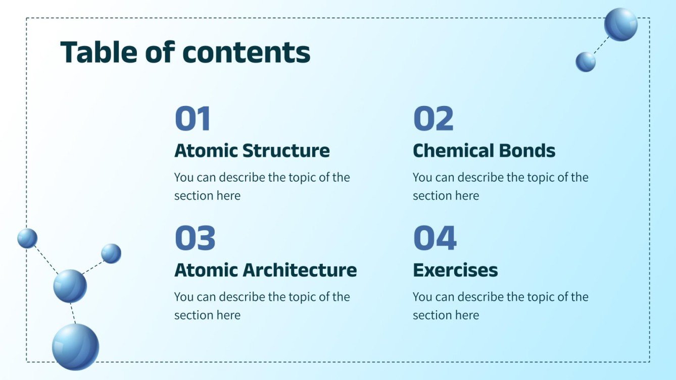 Présentation Structure atomique et liaison - 1e année