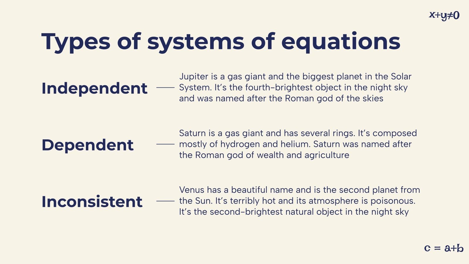 Systems of Equations and Inequalities - Math - 9th Grade
