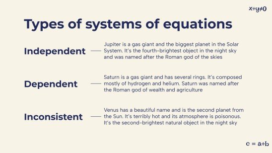 Systems of Equations and Inequalities - Math - 9th Grade