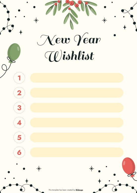 New Year's Wishlist Template