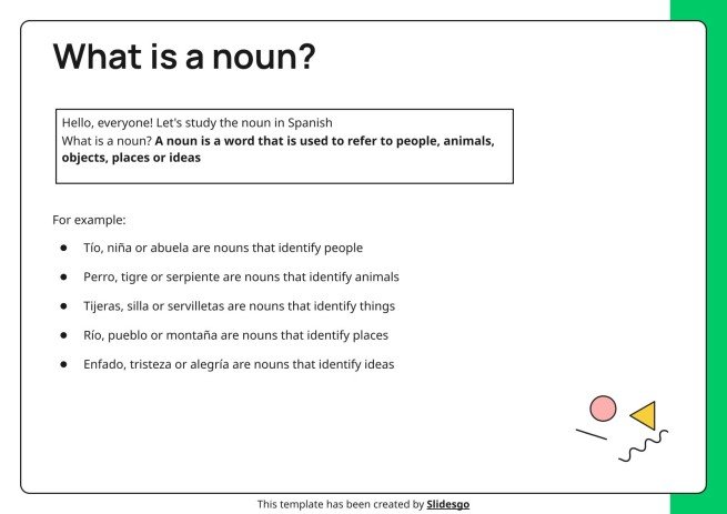 GBL: The Noun - Spanish Class | Google Slides & PPT