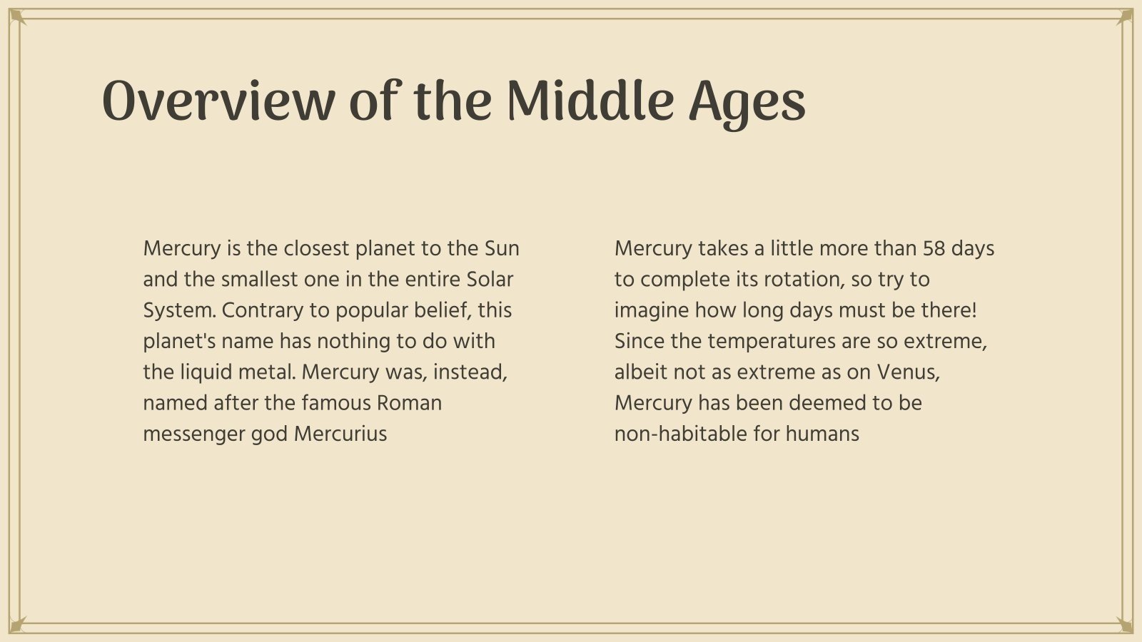 Medieval Europe in the Middle Ages- 9th Grade Presentation