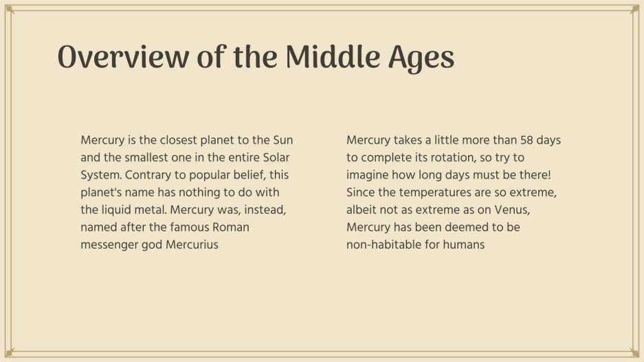 Medieval Europe in the Middle Ages- 9th Grade Presentation