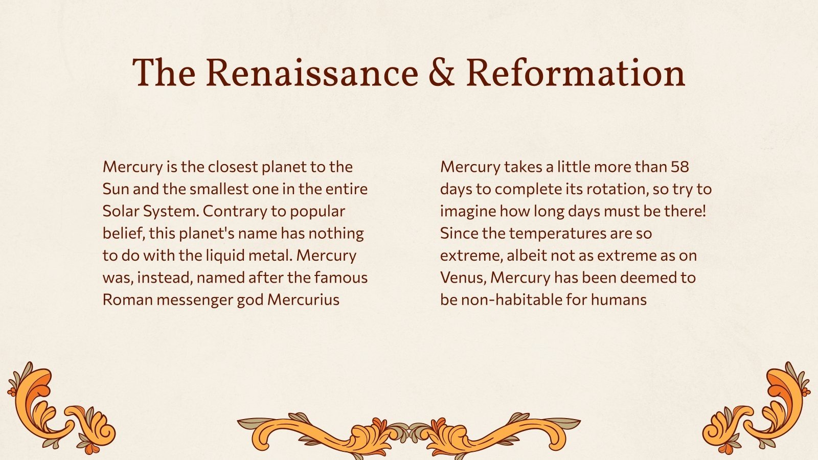 The Period of Renaissance and Reformation - 9th Grade
