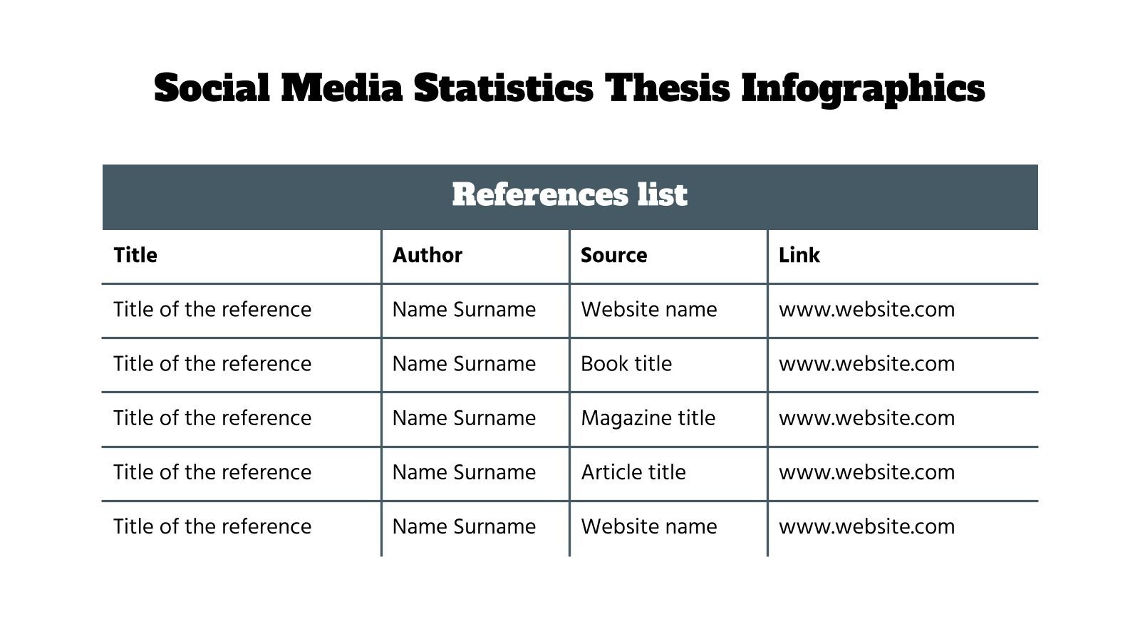 Social Media Statistics Thesis Infographics Template