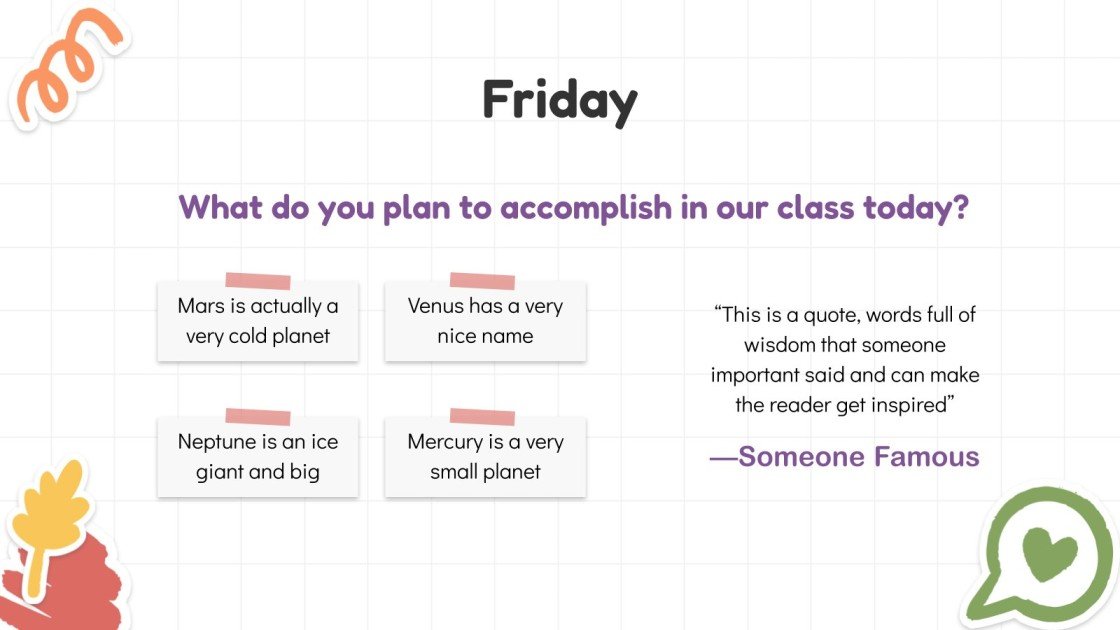 Morning Message for Classroom Presentation