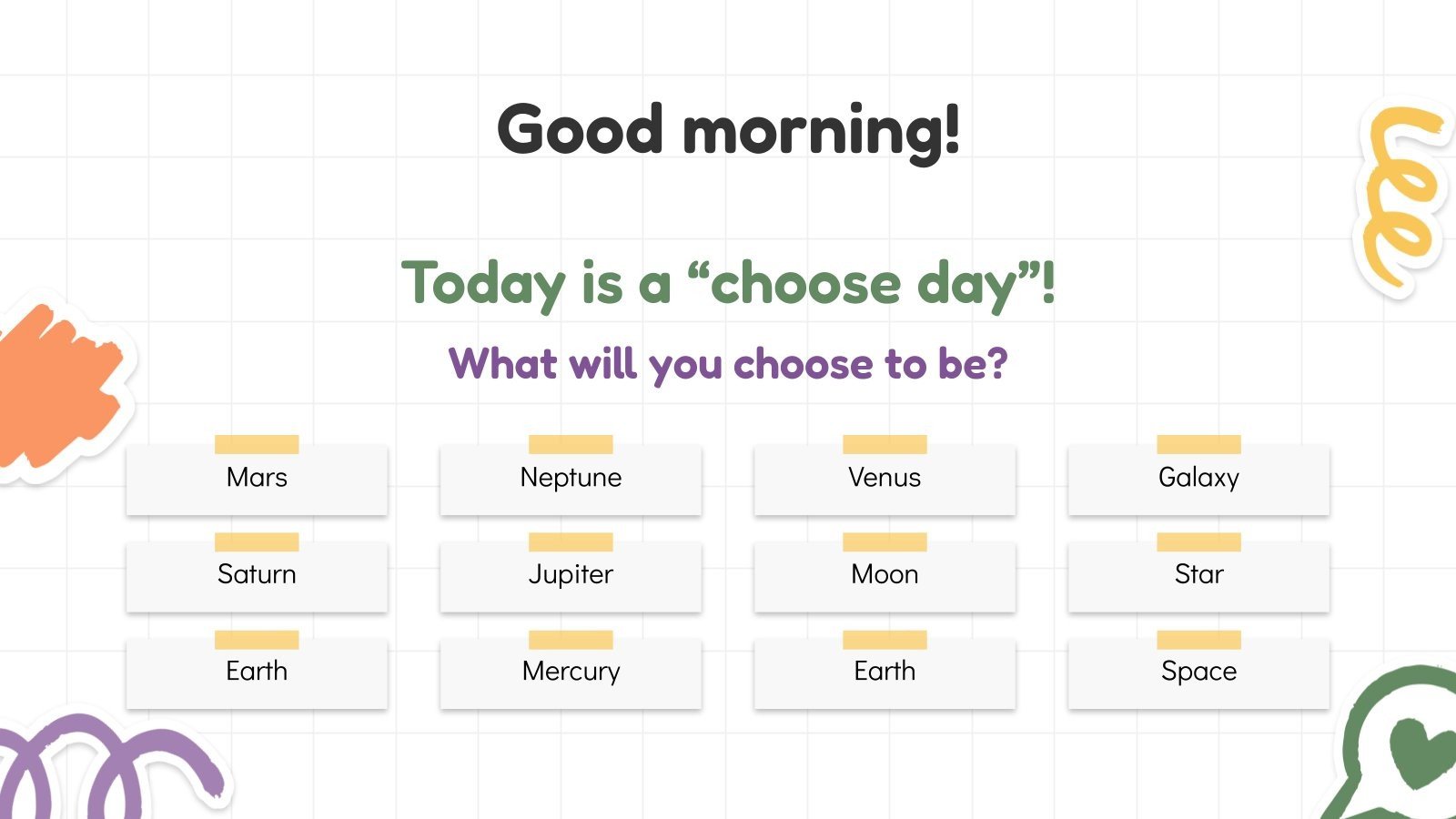 Morning Message for Classroom Presentation