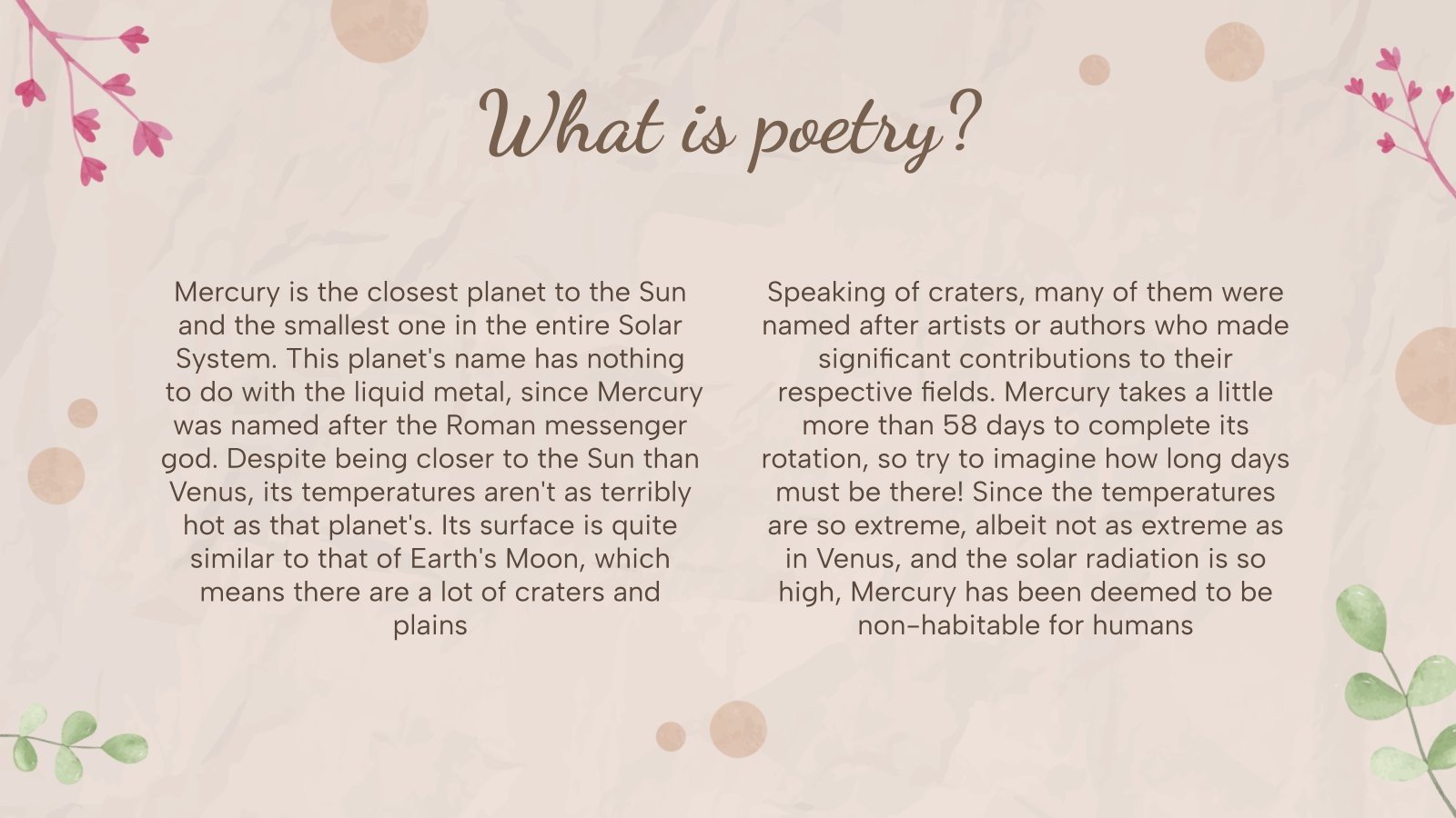 Language Arts Subject for Elementary: Poetry | Google Slides