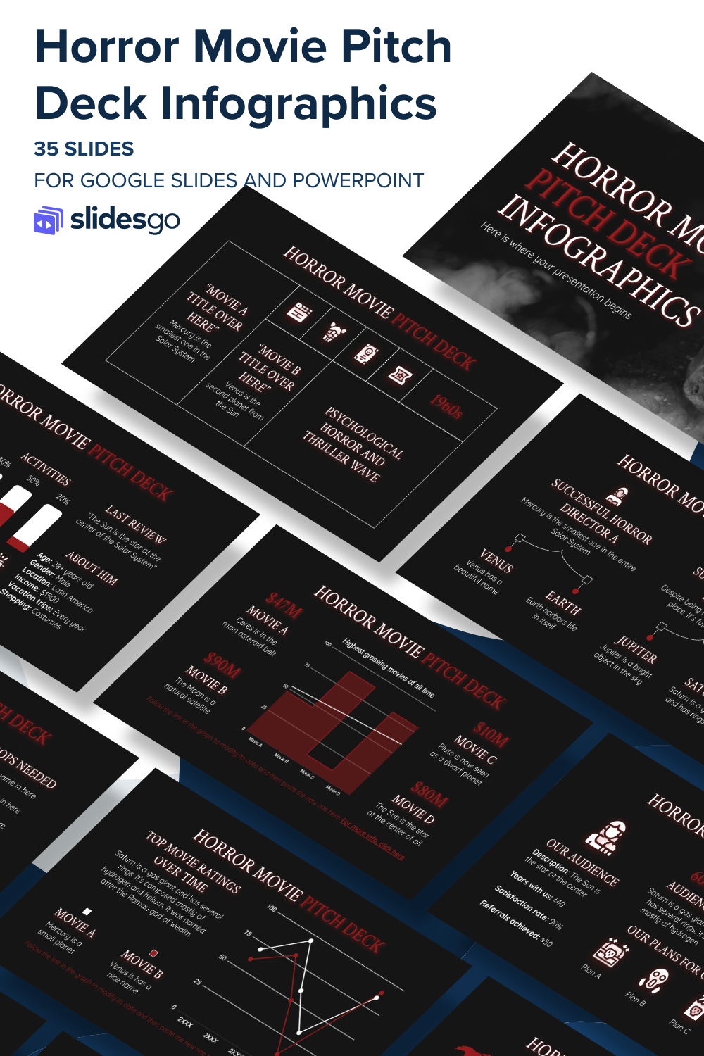 Horror Movie Pitch Deck Infographics Template