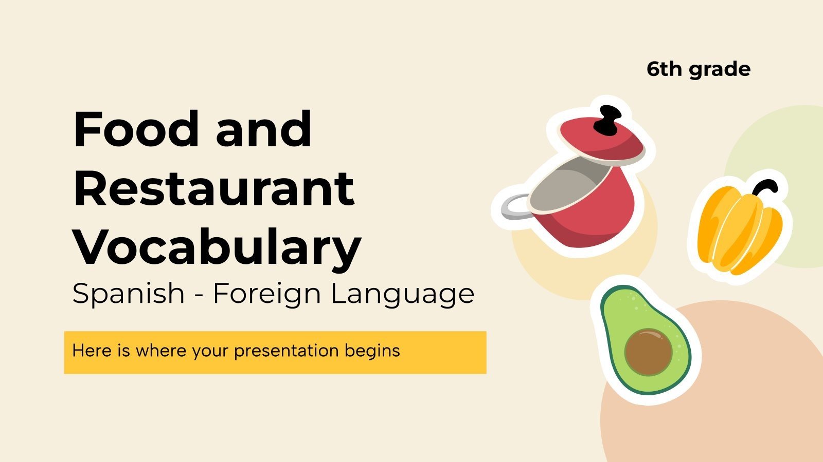 Presentación Vocabulario sobre comida y restaurantes