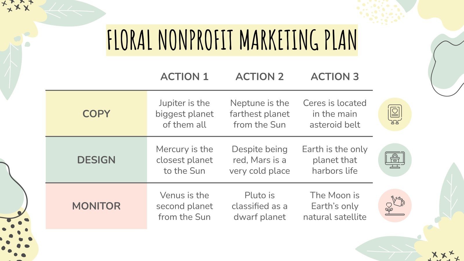 Floral Nonprofit Marketing Plan Infographics Template