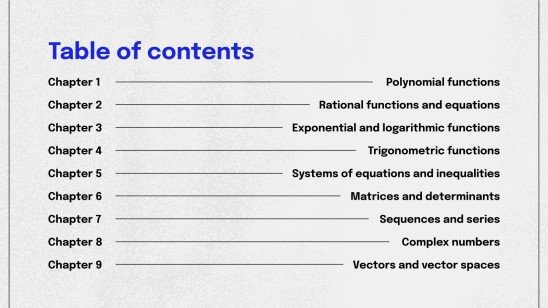 Advanced Algebra - Math - 12th Grade Presentation