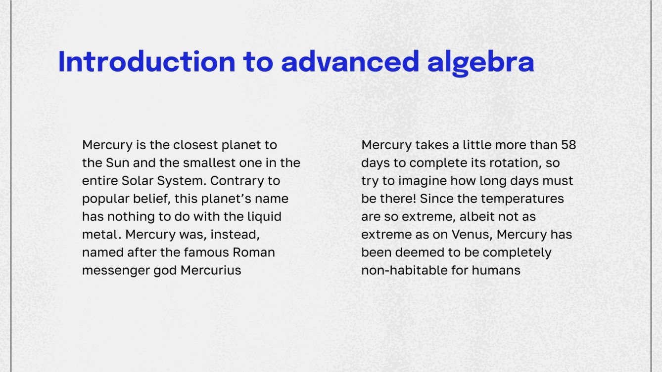 Advanced Algebra - Math - 12th Grade Presentation