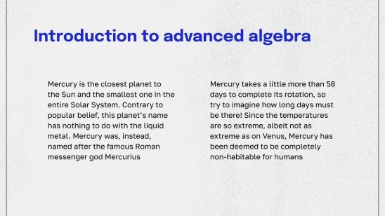 Advanced Algebra - Math - 12th Grade Presentation
