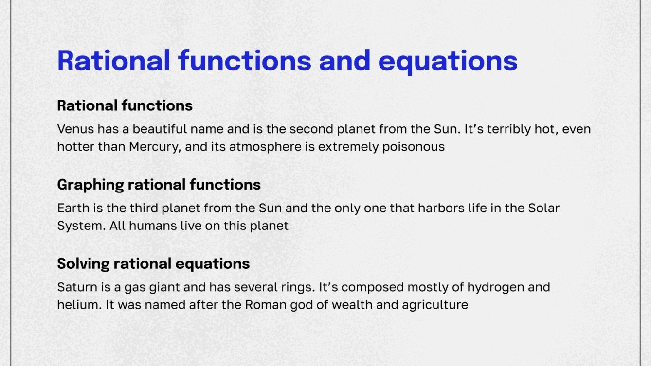 Advanced Algebra - Math - 12th Grade Presentation