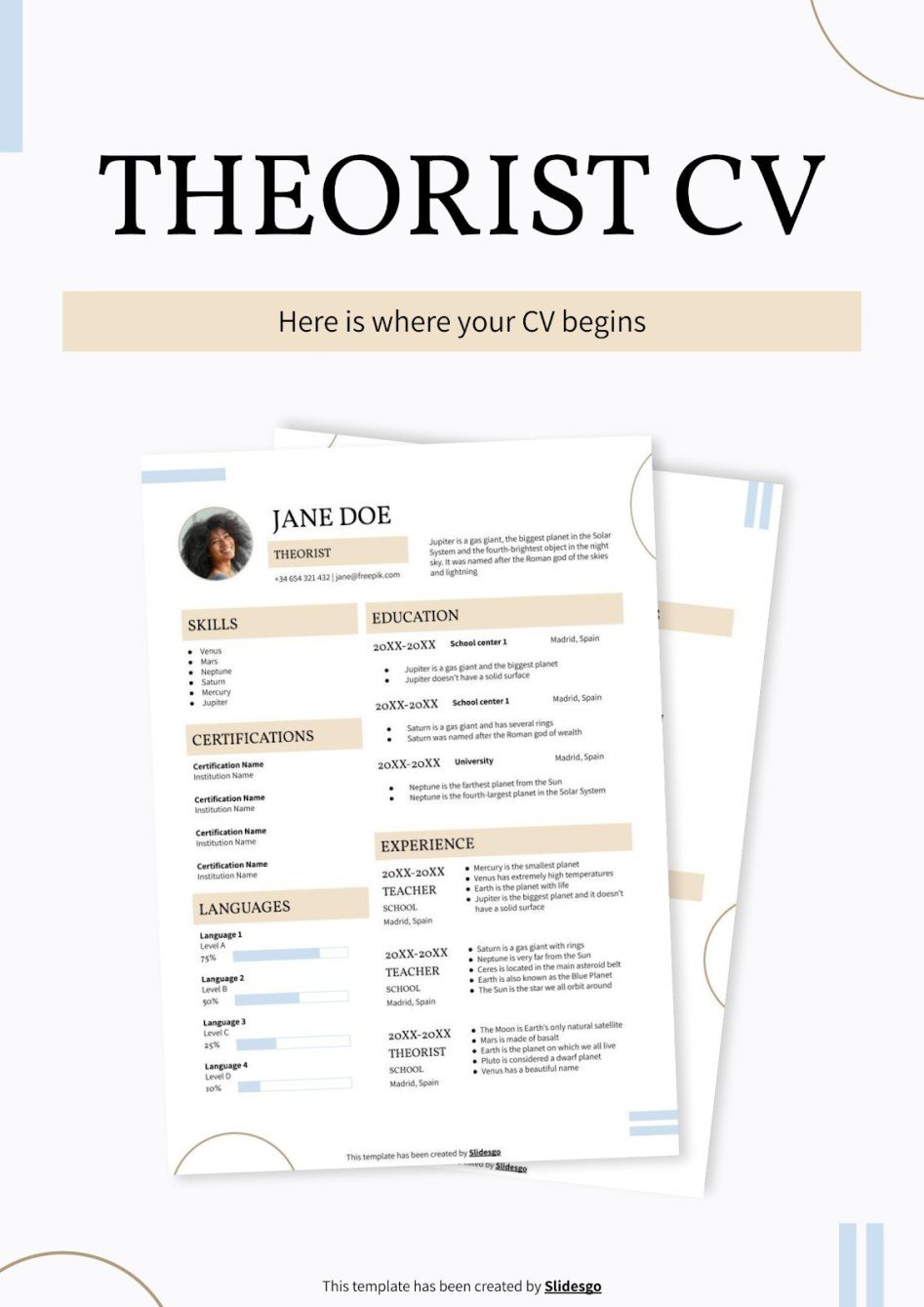 Theorist CV Template
